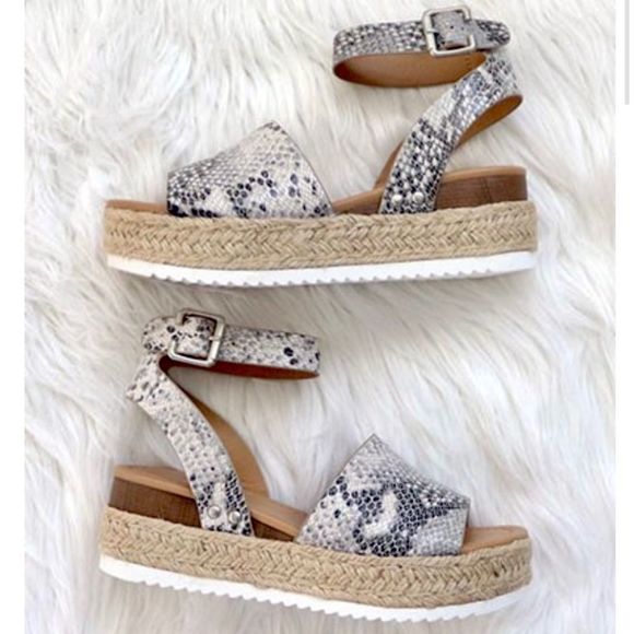 Shoes | Snake Printopen Toe Espadrille Platforms | Poshmark